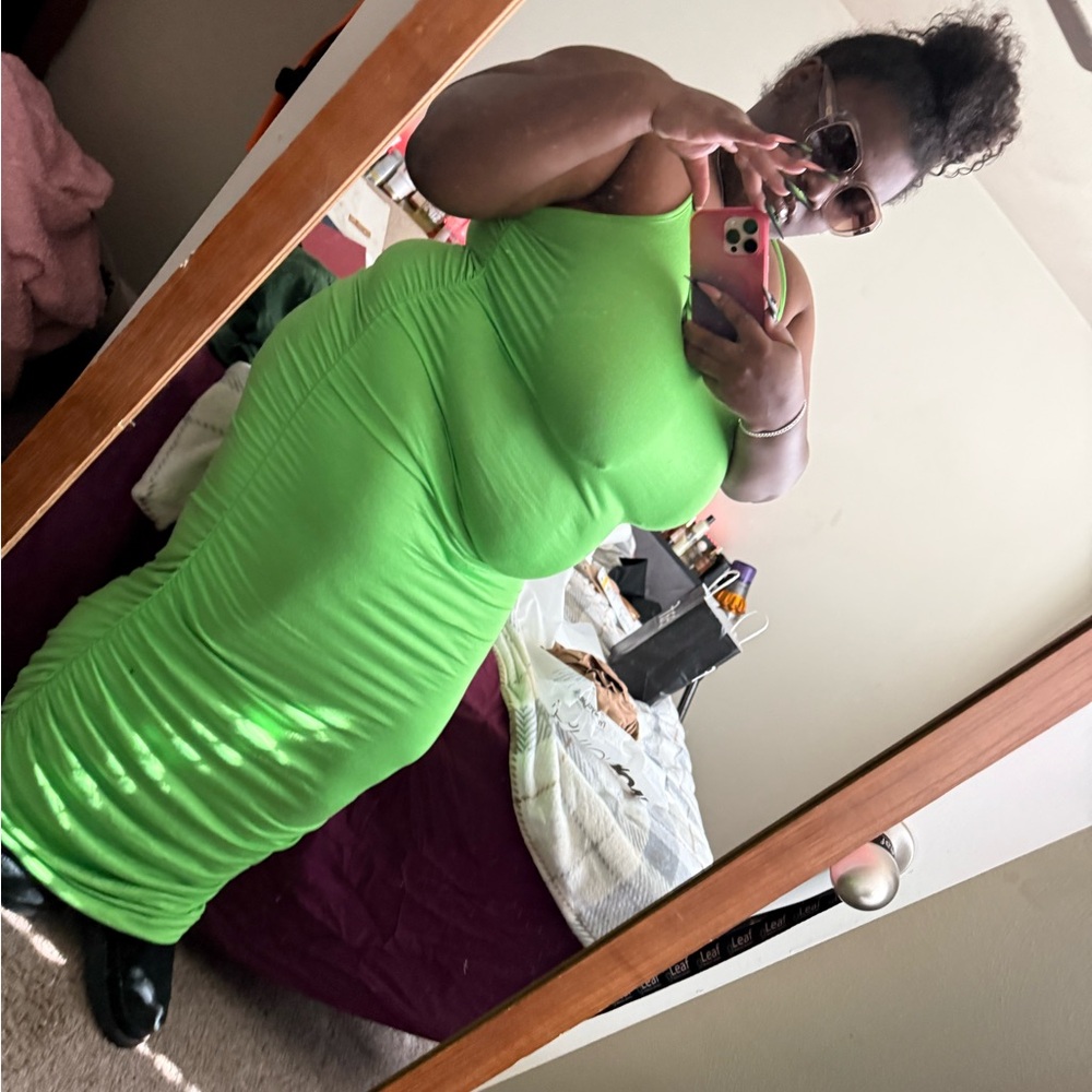 major pressure plustique | Dresses | Vibrant Green Maxi Dress With ...